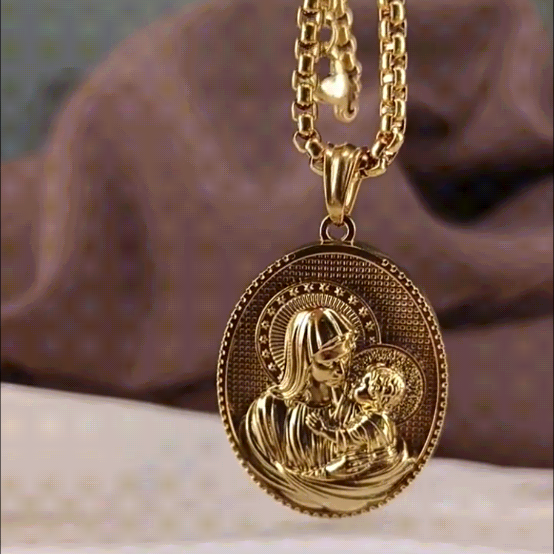 Lant si Medalion cu Fecioara Maria si Pruncul Iisus – Nolita.ro